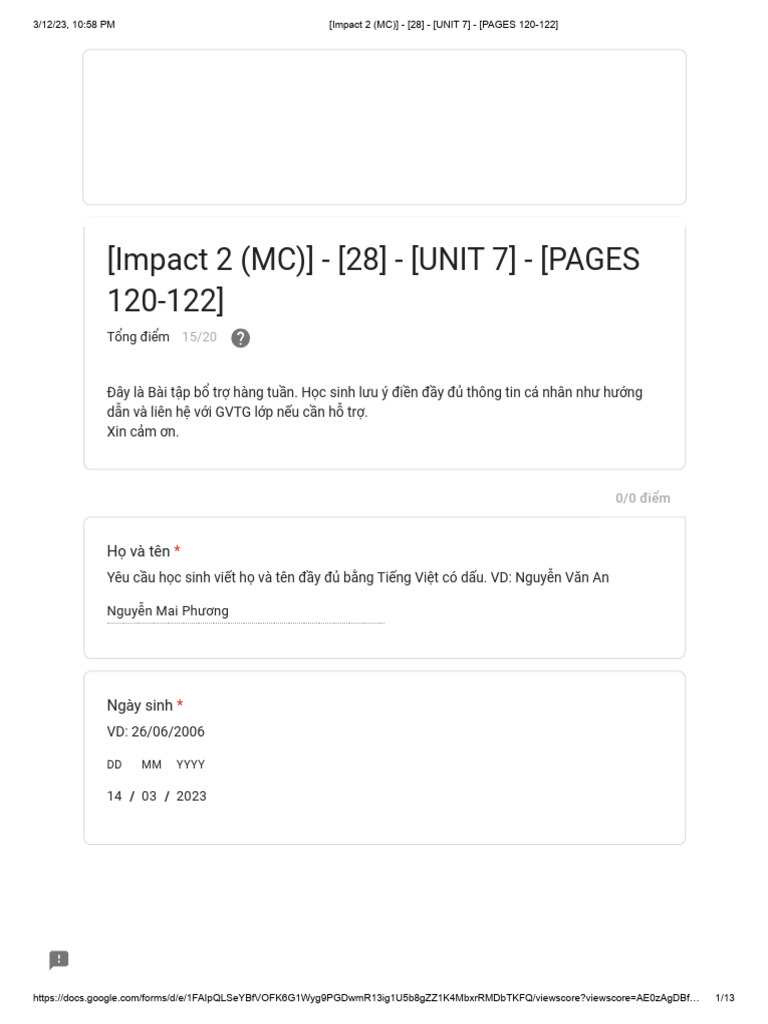 Impact 2 Mc 28 Unit 7 Pages 120 122 Pdf Vietnamese People Vietnam