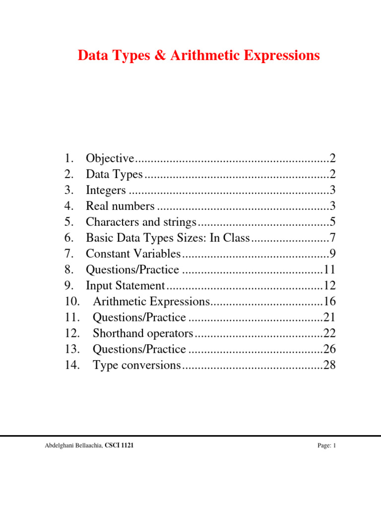 types | PDF | Integer (Computer Science) | Computer Engineering