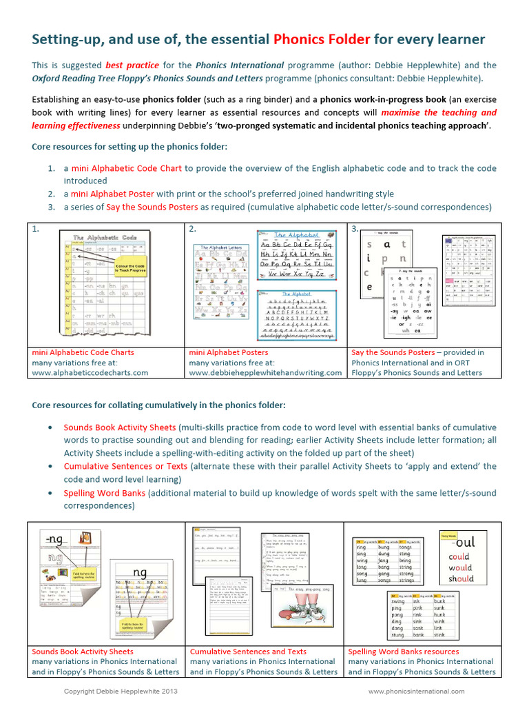 Setting Up The Phonics Folder | PDF | Phonics | Learning