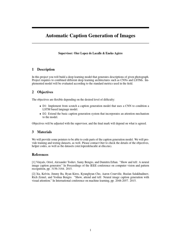 Image Caption Generation with Deep Learning | PDF | Computers