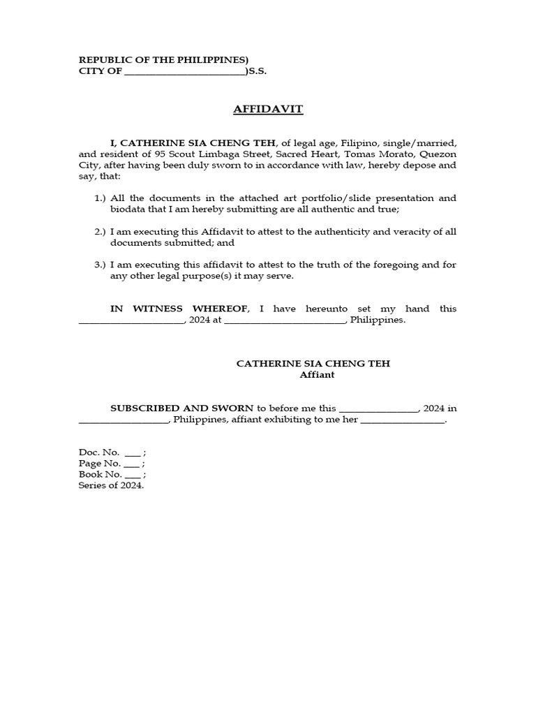 Affidavit of Authenticity - Teh | PDF