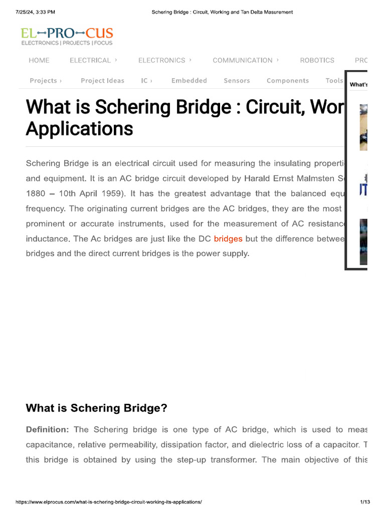 Concept of Schering Bridge | PDF