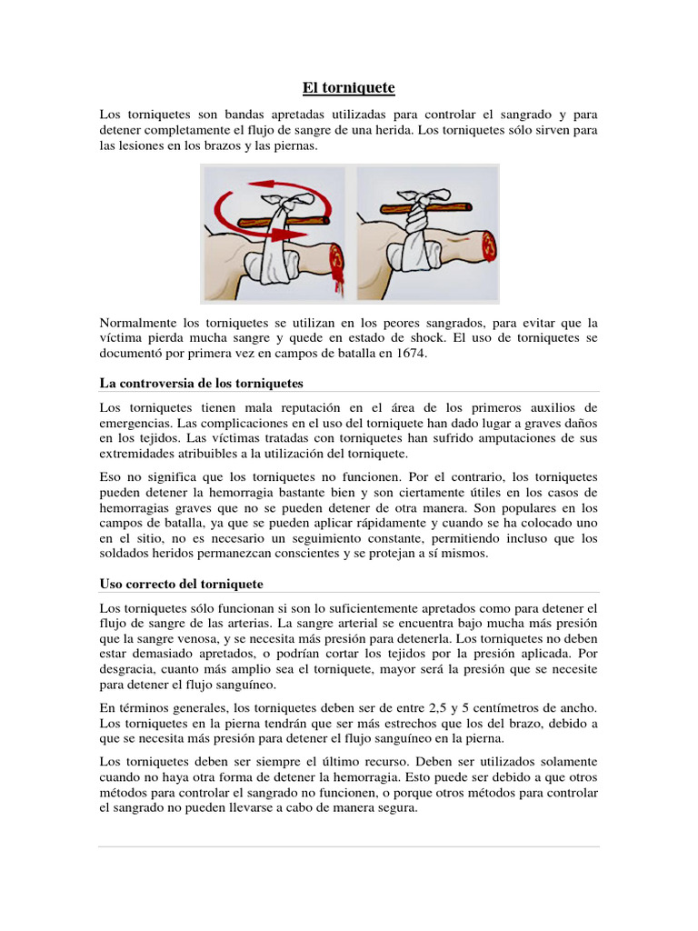 El Torniquete | PDF | Sangrado | Primeros auxilios