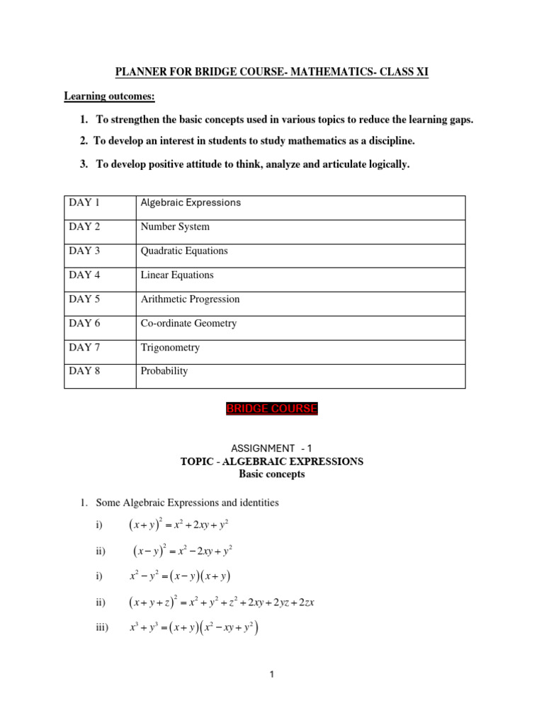 Class 11 Bridge Assignment 2024-25 | PDF | Trigonometric Functions ...