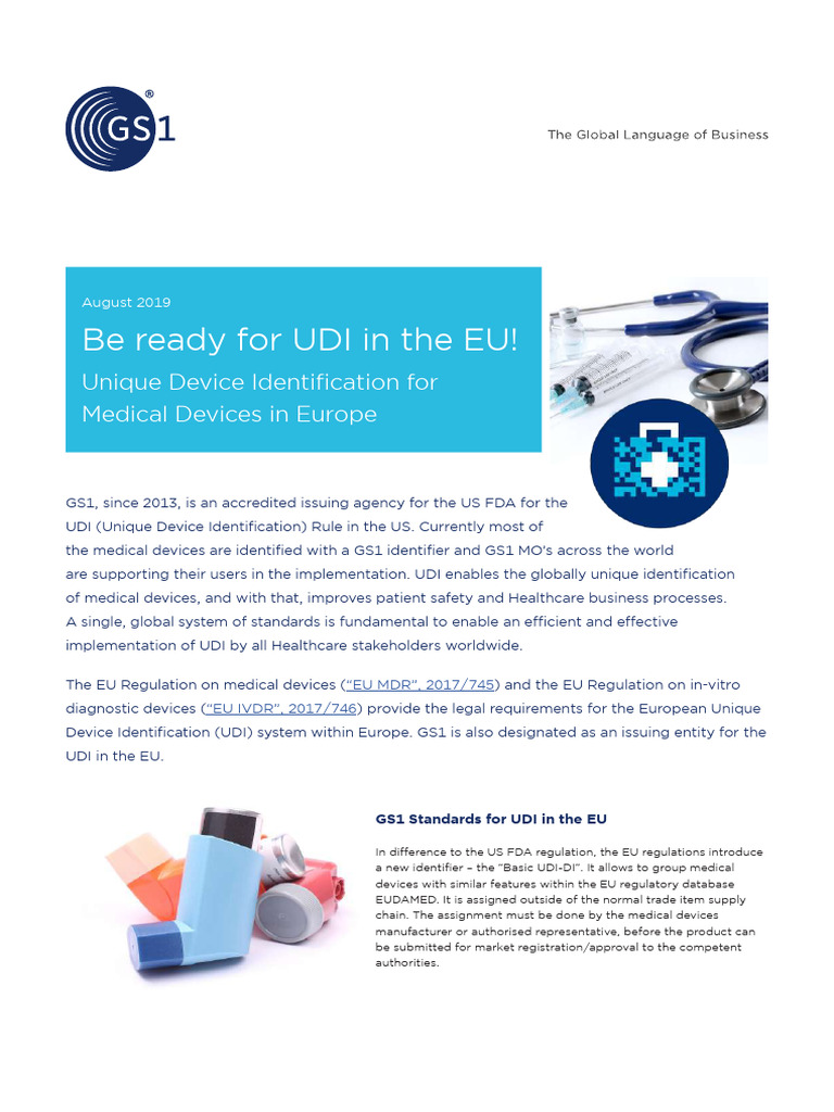 gs1 Udi in The Eu v2 August-2019 | PDF | Medical Device | Health Care