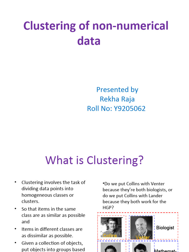 Non-Numerical Data Clustering Techniques | PDF | Cluster Analysis ...