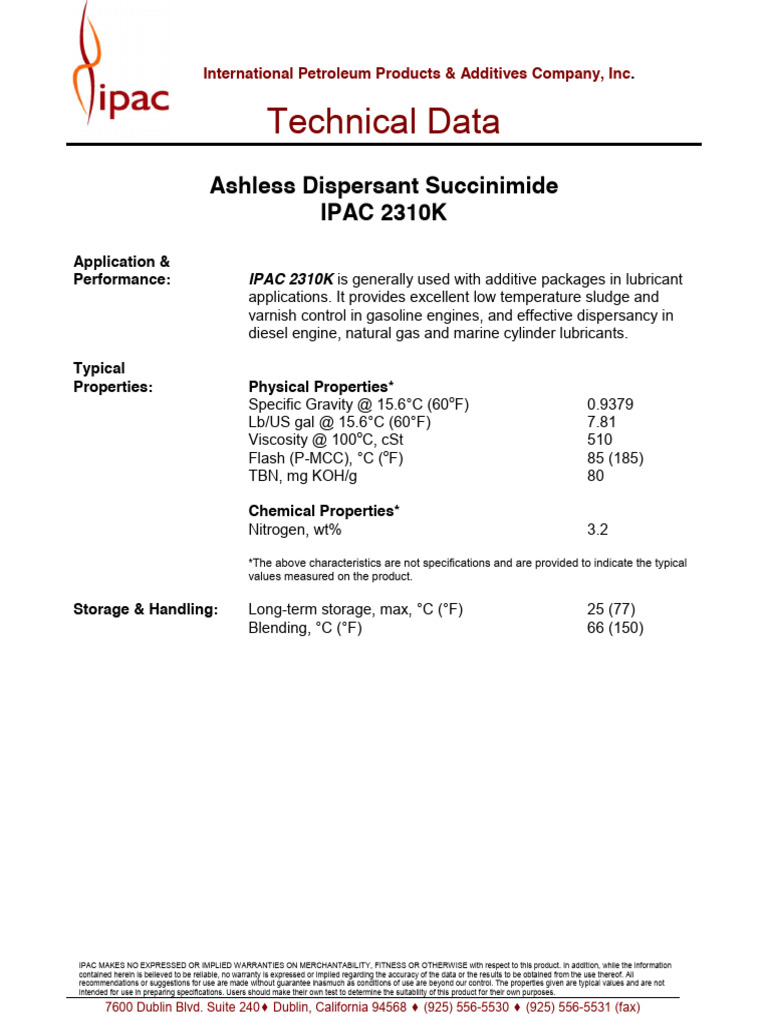 Ipac 2310K (Dispersant) | PDF | Viscosity Ipac 2310K (Dispersant) | PDF | Viscosity