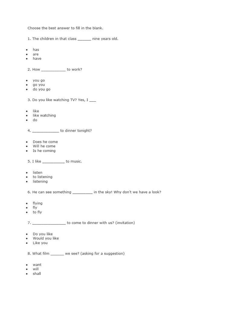 Lower Intermediate Test | PDF