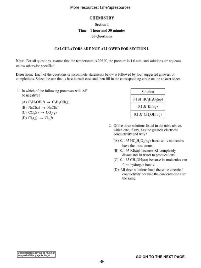 Chemistry Test | PDF | Chemical Reactions | Gases