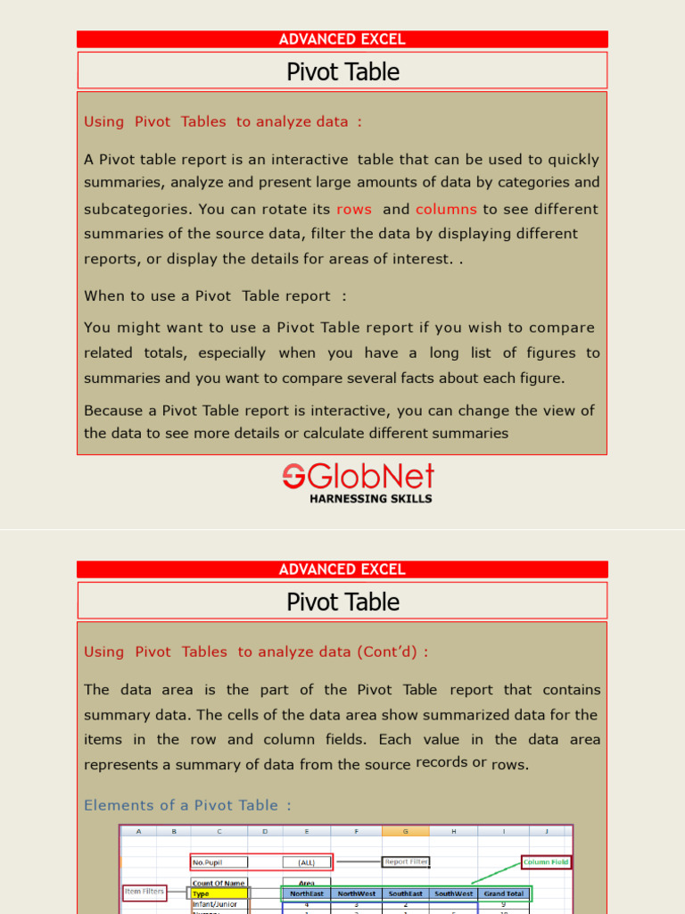 Adv-Excel - VBA-5 - Pivot Table - N | PDF | Microsoft Excel | Data Management