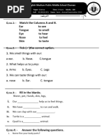 Class 2 EVS Worksheet: Myself & Body Parts | PDF