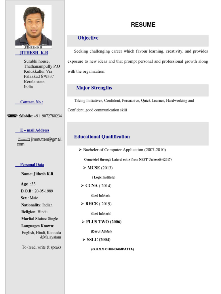 CV Jithesh (2024) | PDF | Computing | Computer Science