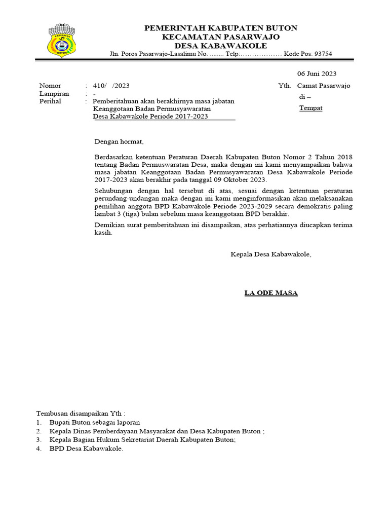 Surat Dan SK Pemlihan BPD | PDF