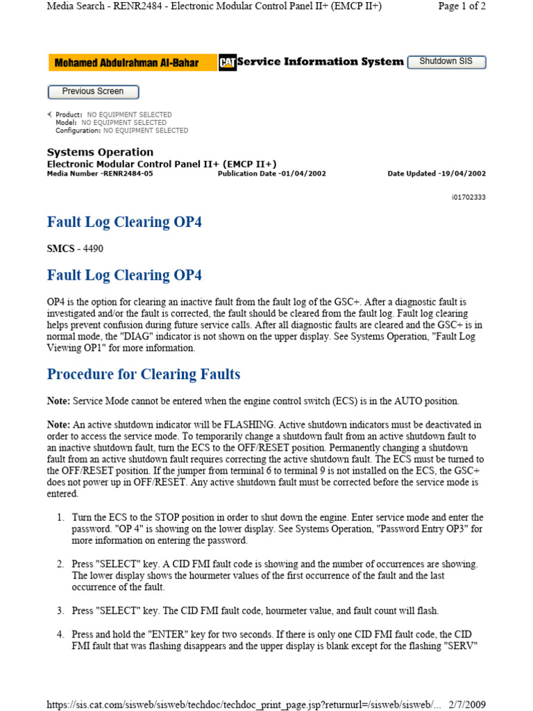 Emcp2+ Op4 Logged Fault Clearing | PDF | Software | Computing