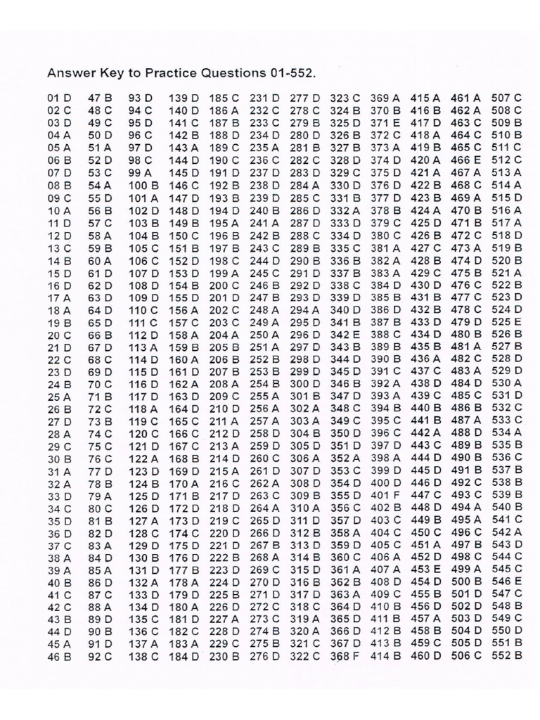 Final Answer Key 1 552 | PDF