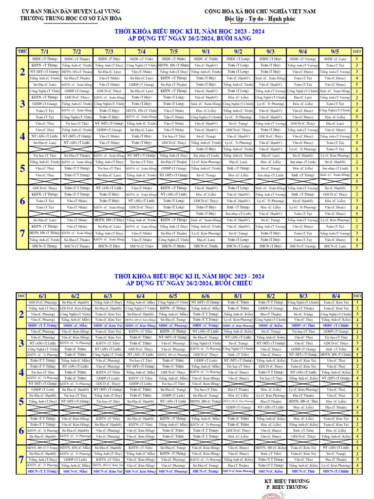 TKB Hkii - Chinh Khoa - Dot 2 - Ad 26022024 | PDF