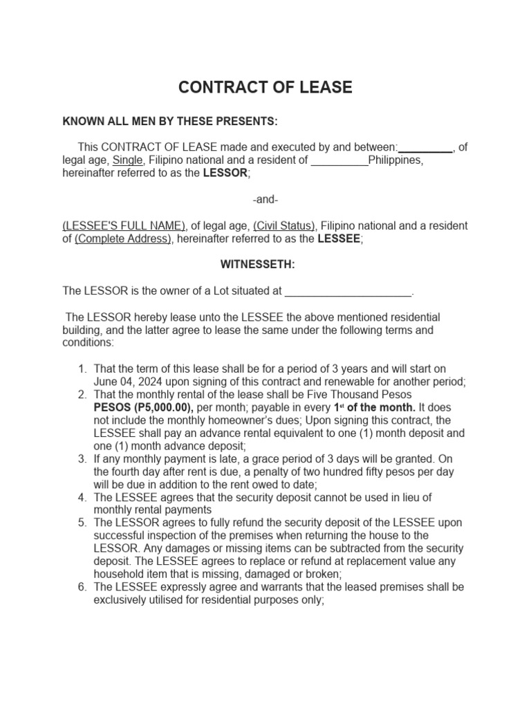 Contract of Lease. | PDF | Lease | Natural Resources Law
