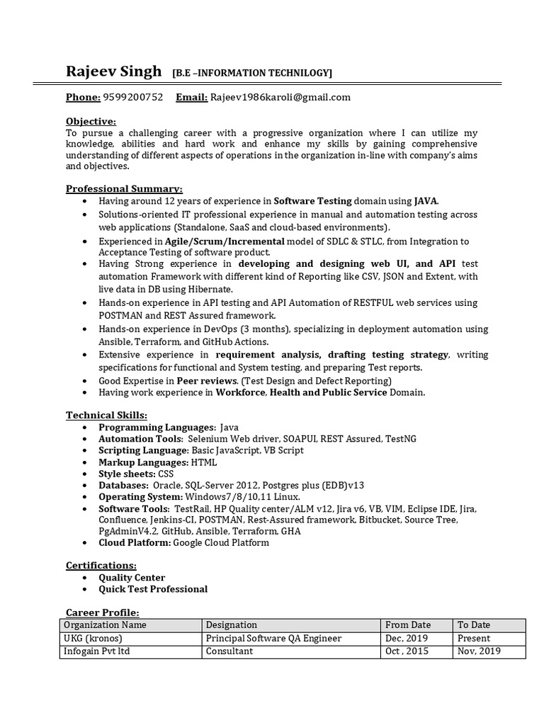 Rajeev Resume | PDF | Selenium (Software) | Web Service