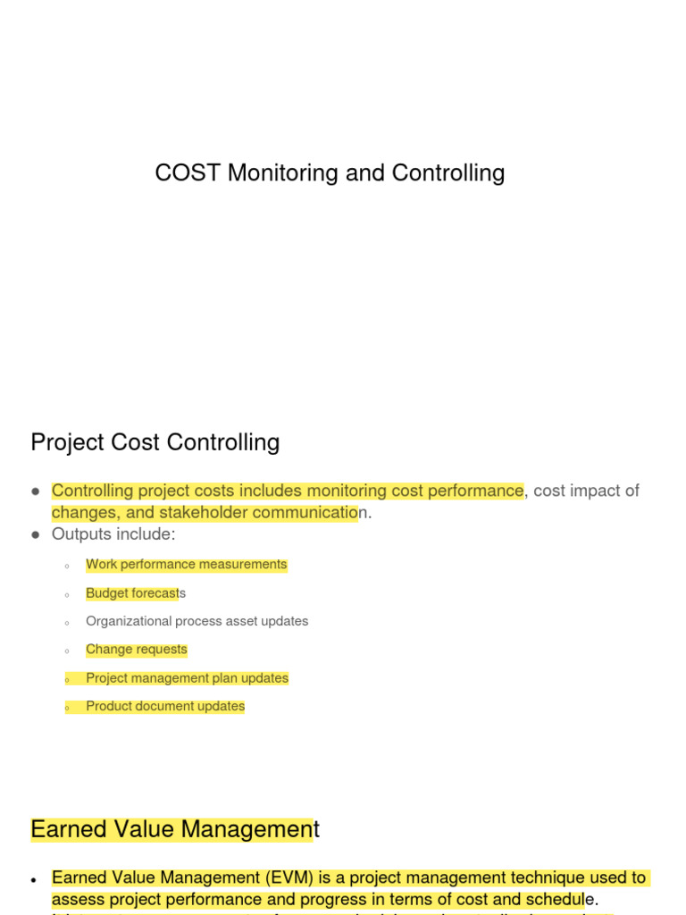 Project Cost Monitoring and Controlling | PDF | Business
