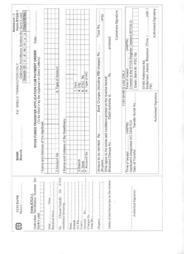 RTGS Form | PDF