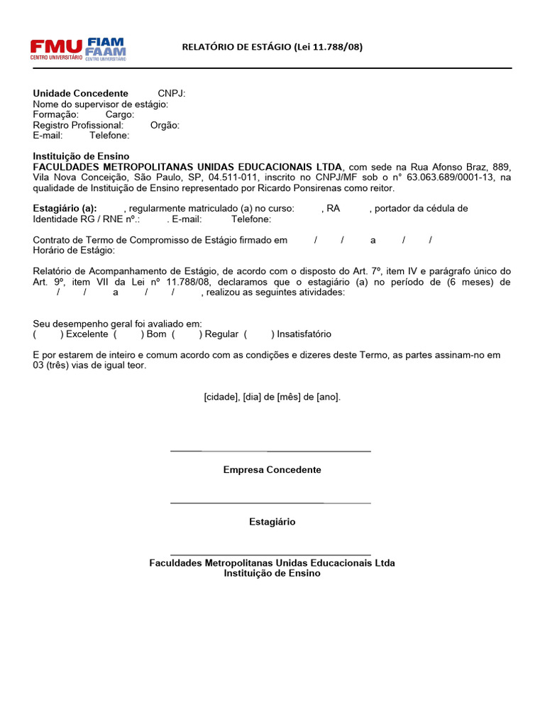 RELATORIO-DE-ESTAGIO-FMU-FIAM-FAAM-novo | PDF