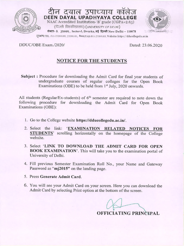 Admit Card Download | PDF