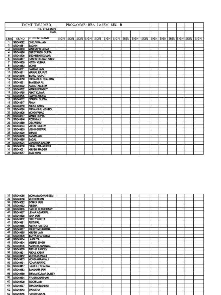 B Sign Sheet | PDF