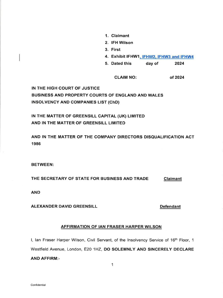 CORRECTED FINAL Affirmation of Ian Wilson 1 (Extract) | PDF