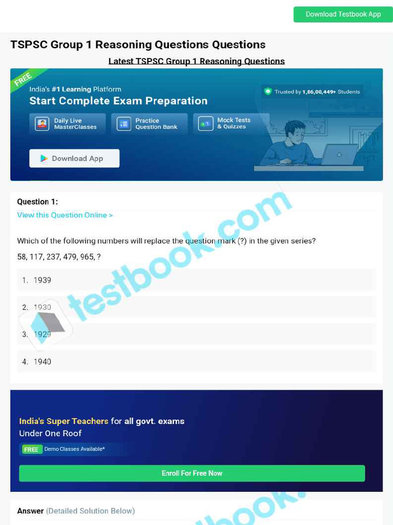 TSPSC Group 1 Reasoning Questions 65d85c232929d11e489b3c4a | PDF