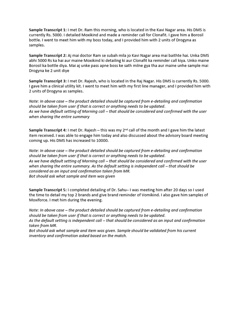 Sample Transcripts | PDF