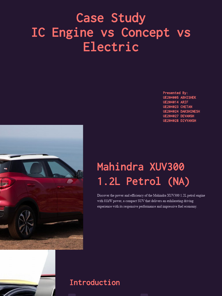 Case Study IC Engine vs Concept vs Electric | PDF | Engines | Internal ...