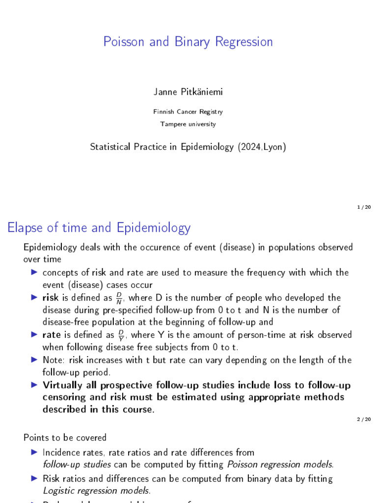 SPE Poisson Logistic Regression | PDF | Odds Ratio | Relative Risk