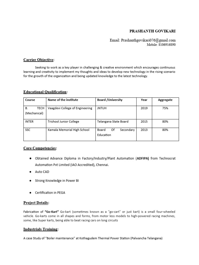 Prashanthrev - Prashanth Govikari | PDF | Engineering