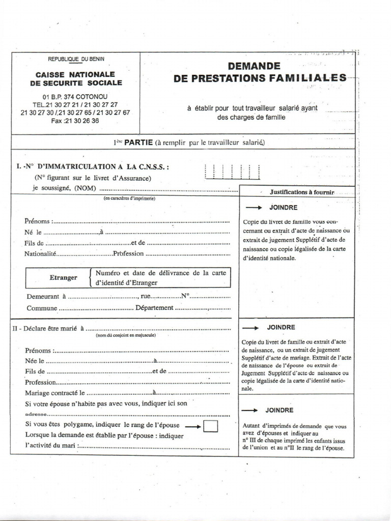Demande de Prestations Familiales à Remplir Et à Signer 01[1] | PDF