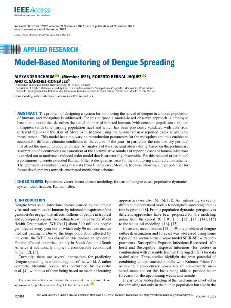 Model-Based Monitoring of Dengue Spreading | PDF | Kalman Filter ...