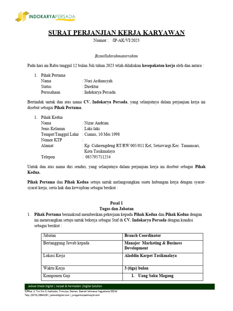 Draft-SPK - BC Cianjur | PDF