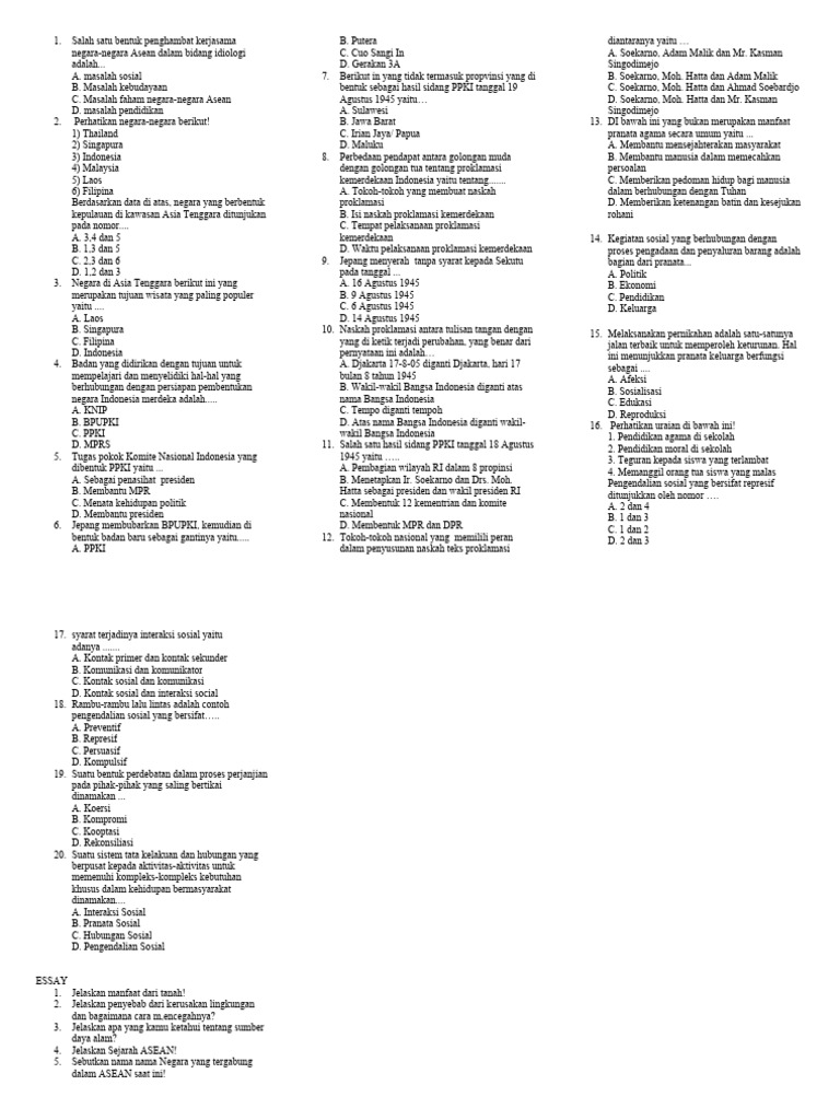 Soal Ujian IPS SMP | PDF | Perjalanan