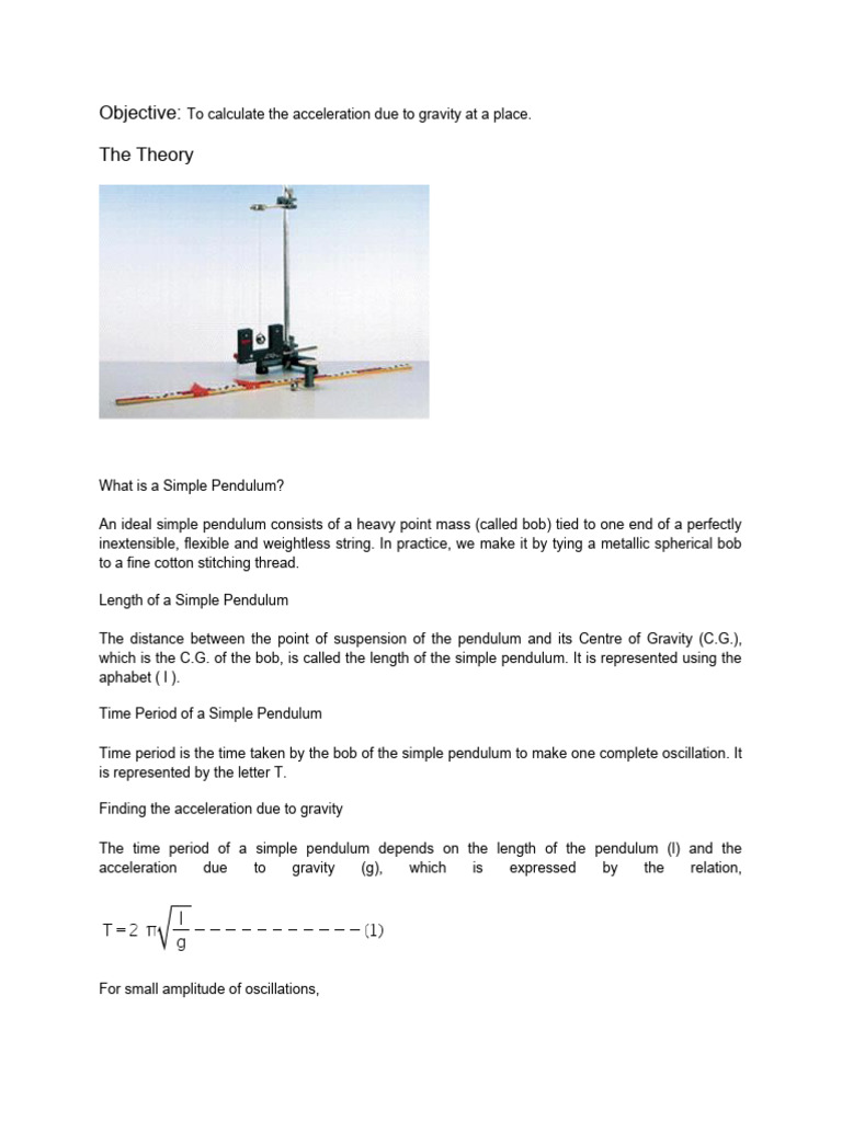 Objective: The Theory | PDF | Pendulum | Mechanics