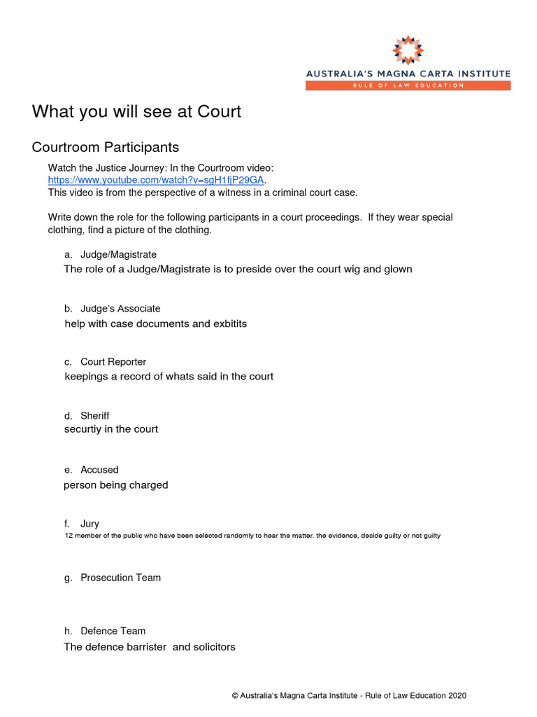 In The Courtroom WORKSHEET | PDF | Courtroom | Prosecutor
