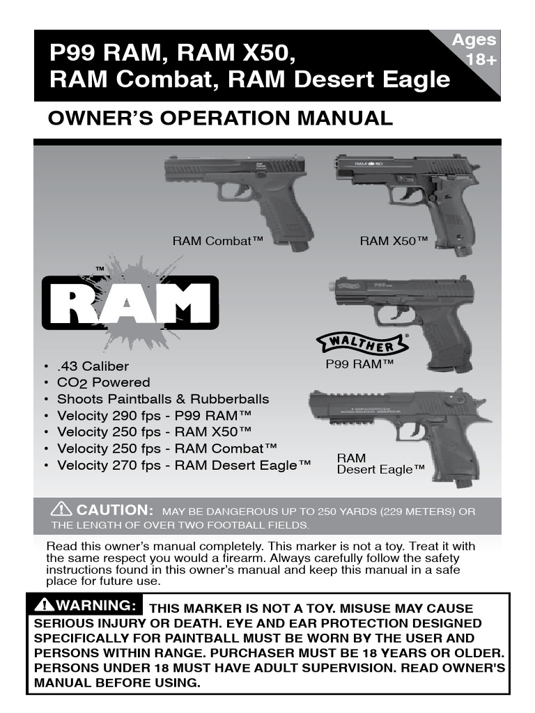 Ram p99 Paintball Pistol Manual | PDF | Trigger (Firearms) | Gun Barrel