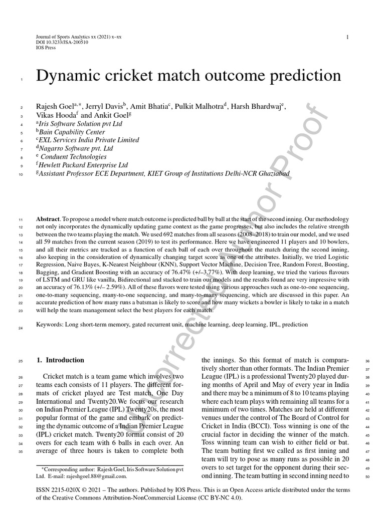 Dynamic Cricket Match Outcome Prediction | PDF | Machine Learning ...