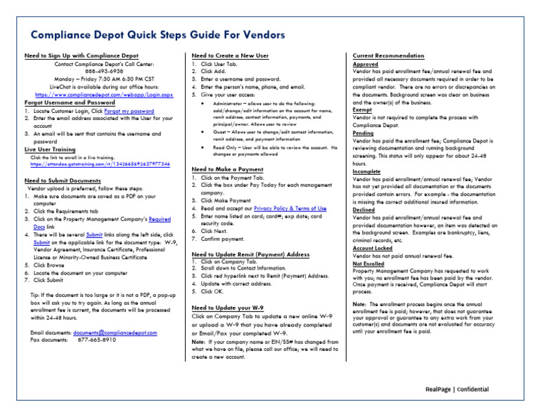 Vendor Quick Steps Guide | PDF | Password | User (Computing)