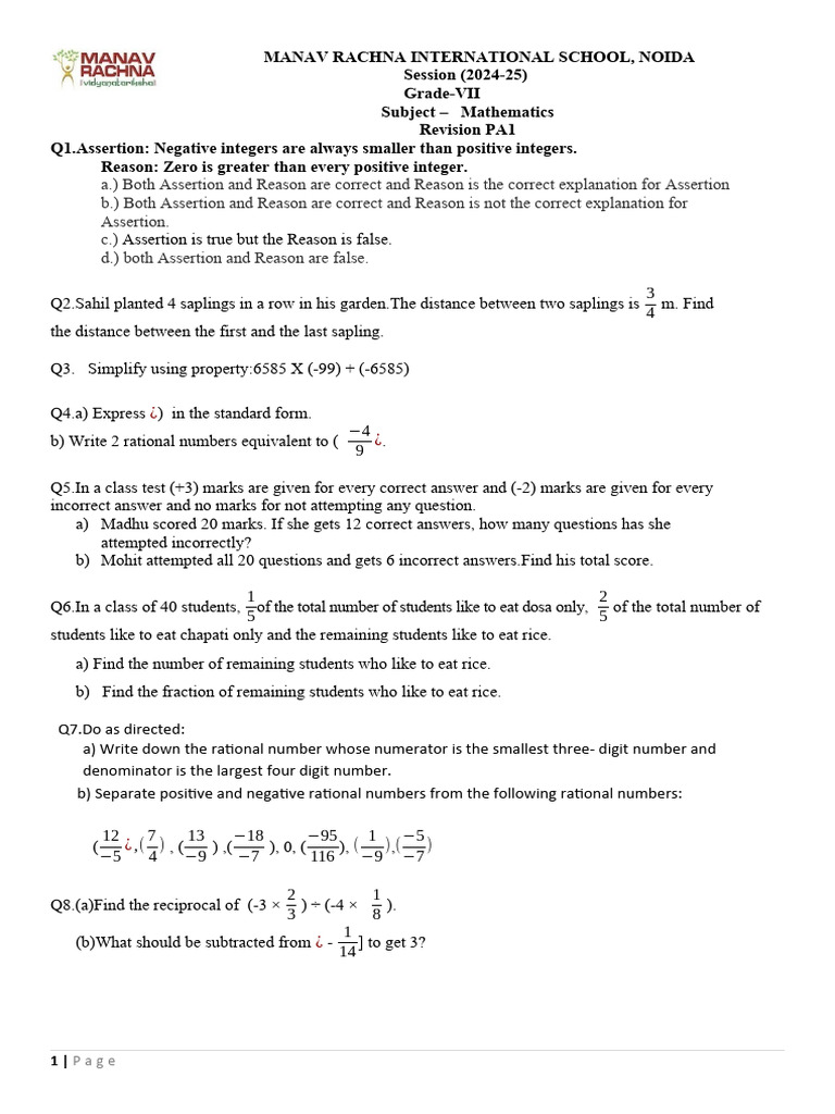 Revision Pt1 Grade 5 | PDF | Numbers | Rational Number