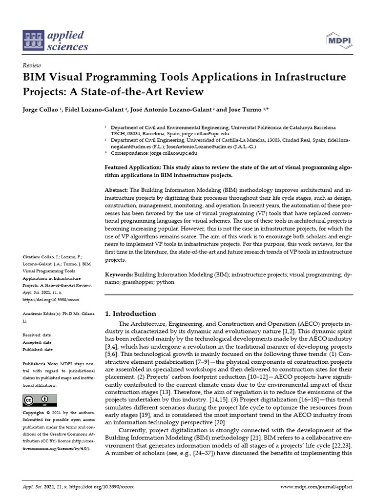 BIM Visual Programming Tools Applications in Infrastructure Projects ...