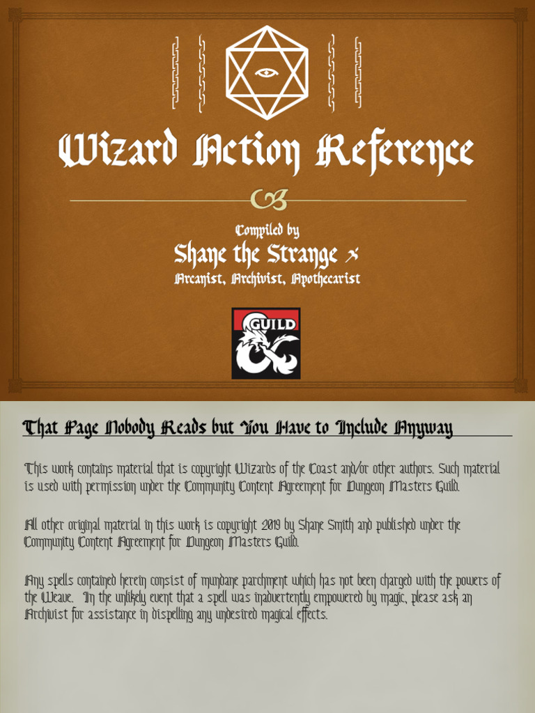 1425848-Wizard Action Reference v1.1 | PDF | Fantasy Role Playing Games ...