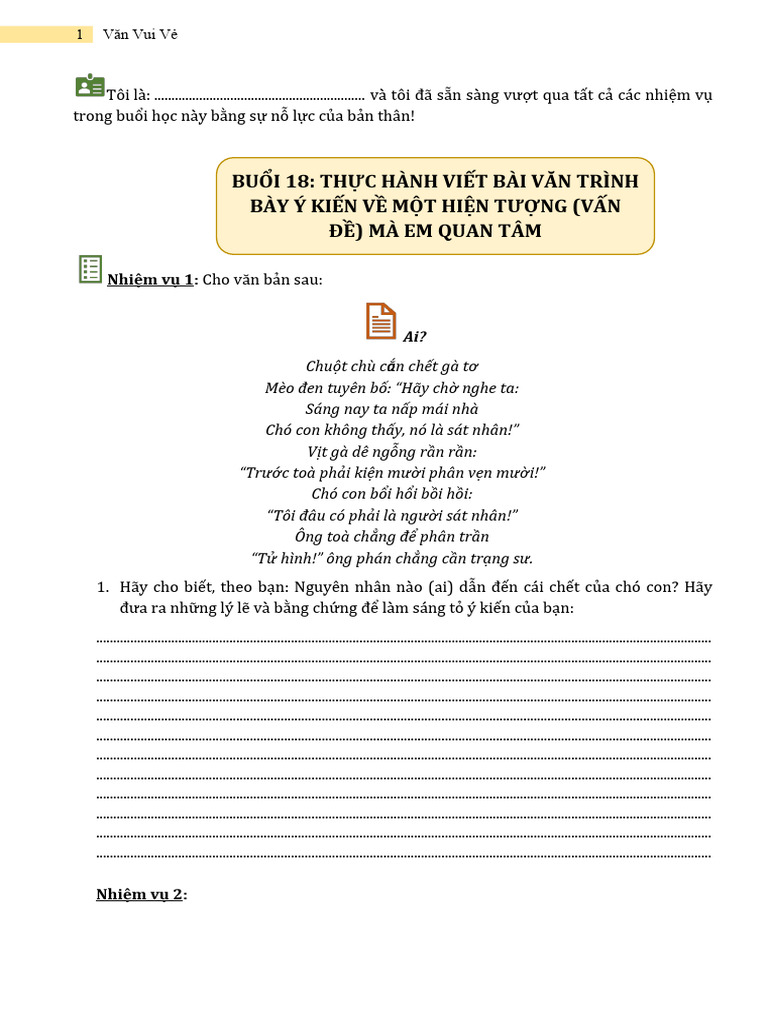 18 - V3 - Thuc hanh viet bai van trinh bay y kien ve mot hien tương ...