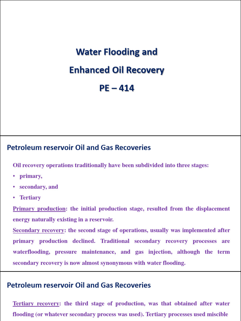 Water Flooding and EOR Lecture Slides 1 - 20 | PDF | Enhanced Oil Recovery | Petroleum Reservoir