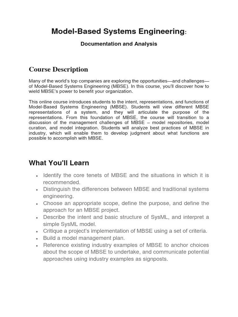 Model-Based Systems Engineering | PDF
