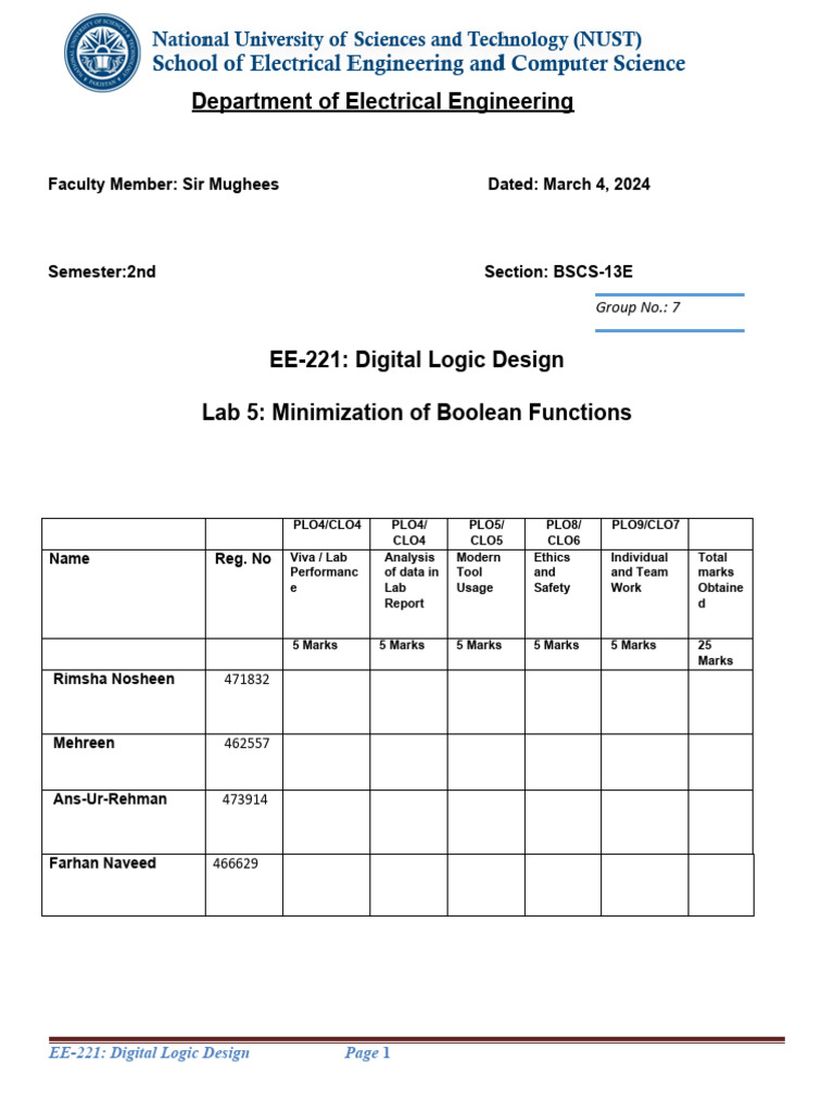 DLD Lab 5 | PDF | Logic Synthesis | Logic Gate