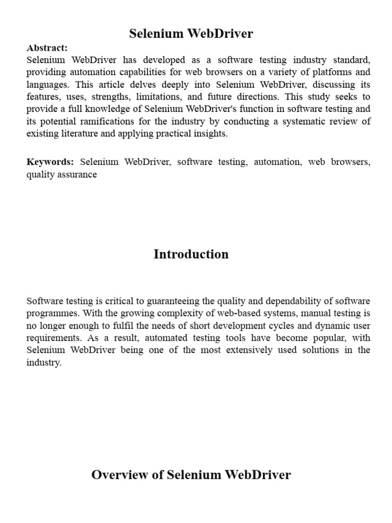 Selenium WebDriver Copy 2 | PDF | Selenium (Software) | Software Testing